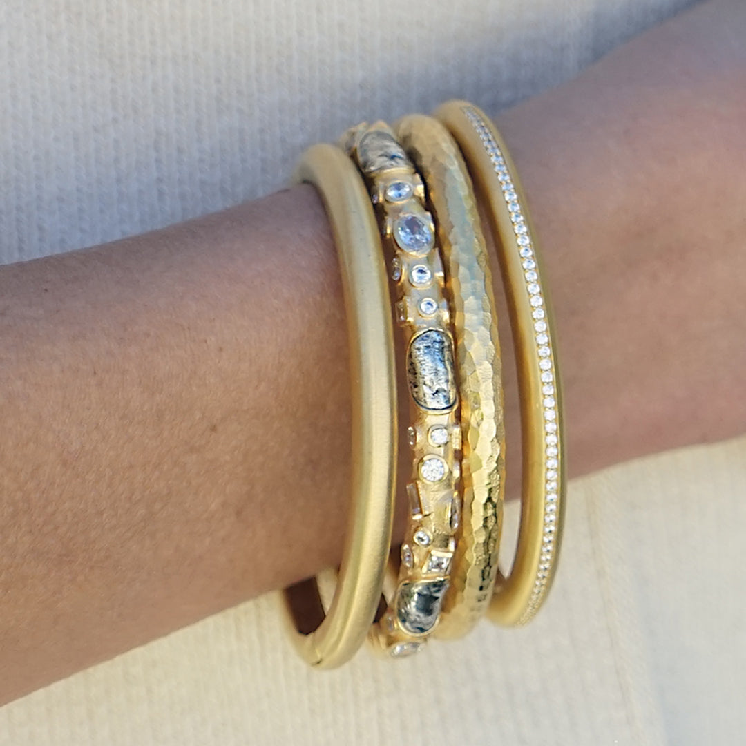 GOLD RIVA HAMMERED BANGLE – Tat2 Designs