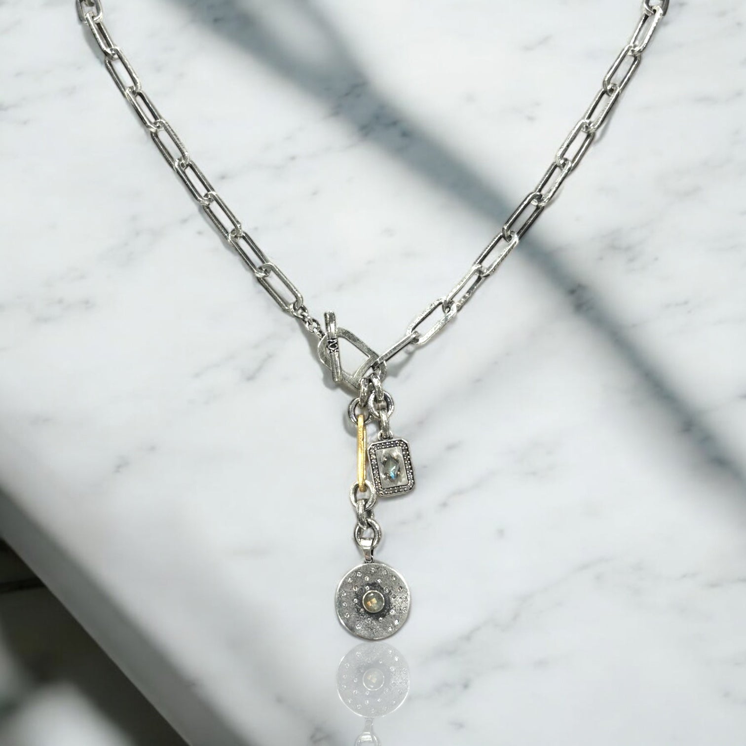 MINI VINTAGE SILVER RICO BAR RONDO TOGGLE NECKLACE – Tat2 Designs