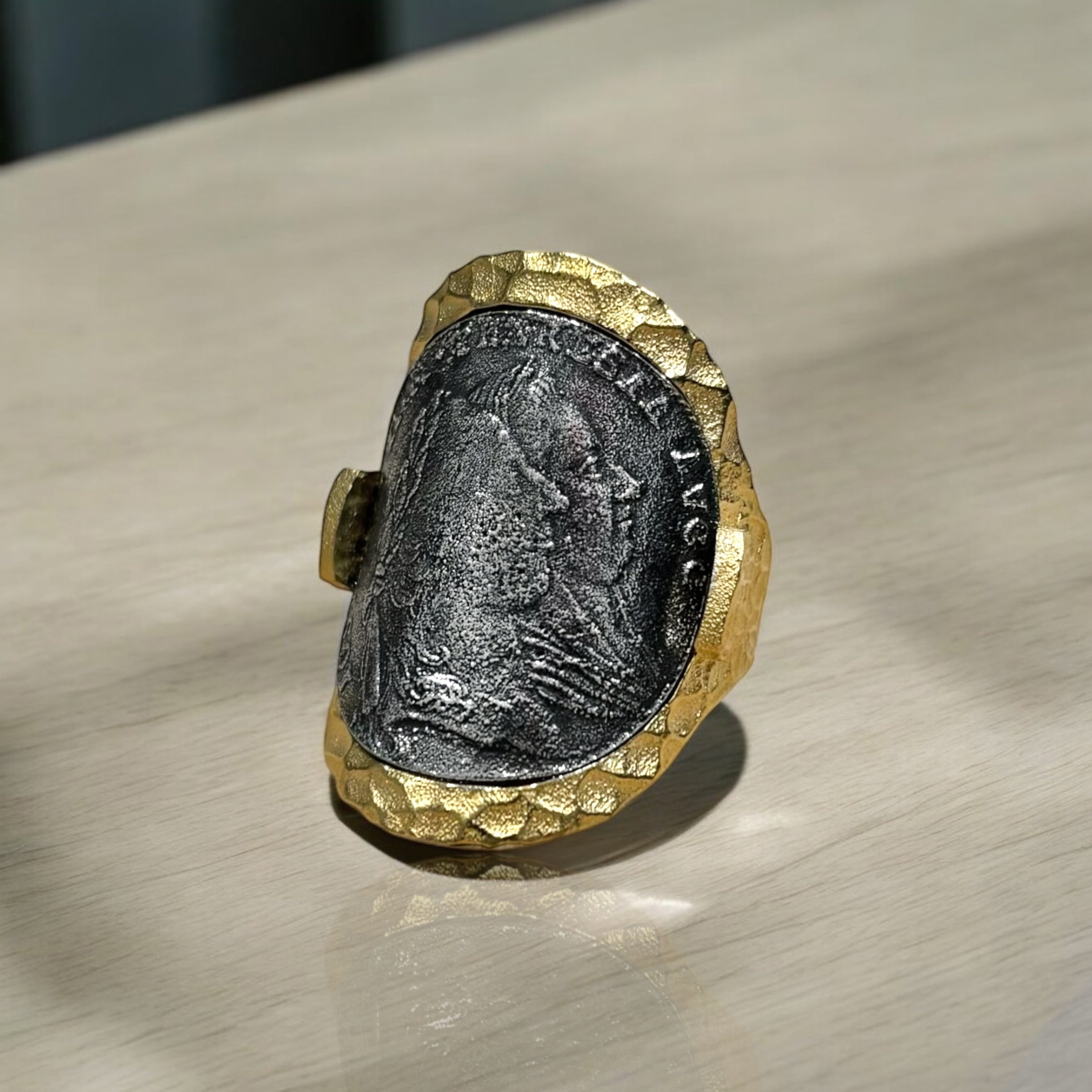 GOLD MARIA THERESA CURVED COIN RING – Tat2 Designs
