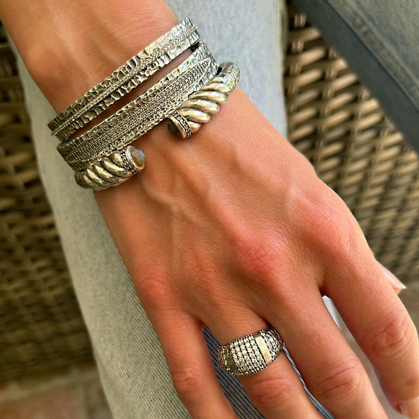 VINTAGE SILVER PAVE COCKTAIL RING - Tat2 Designs