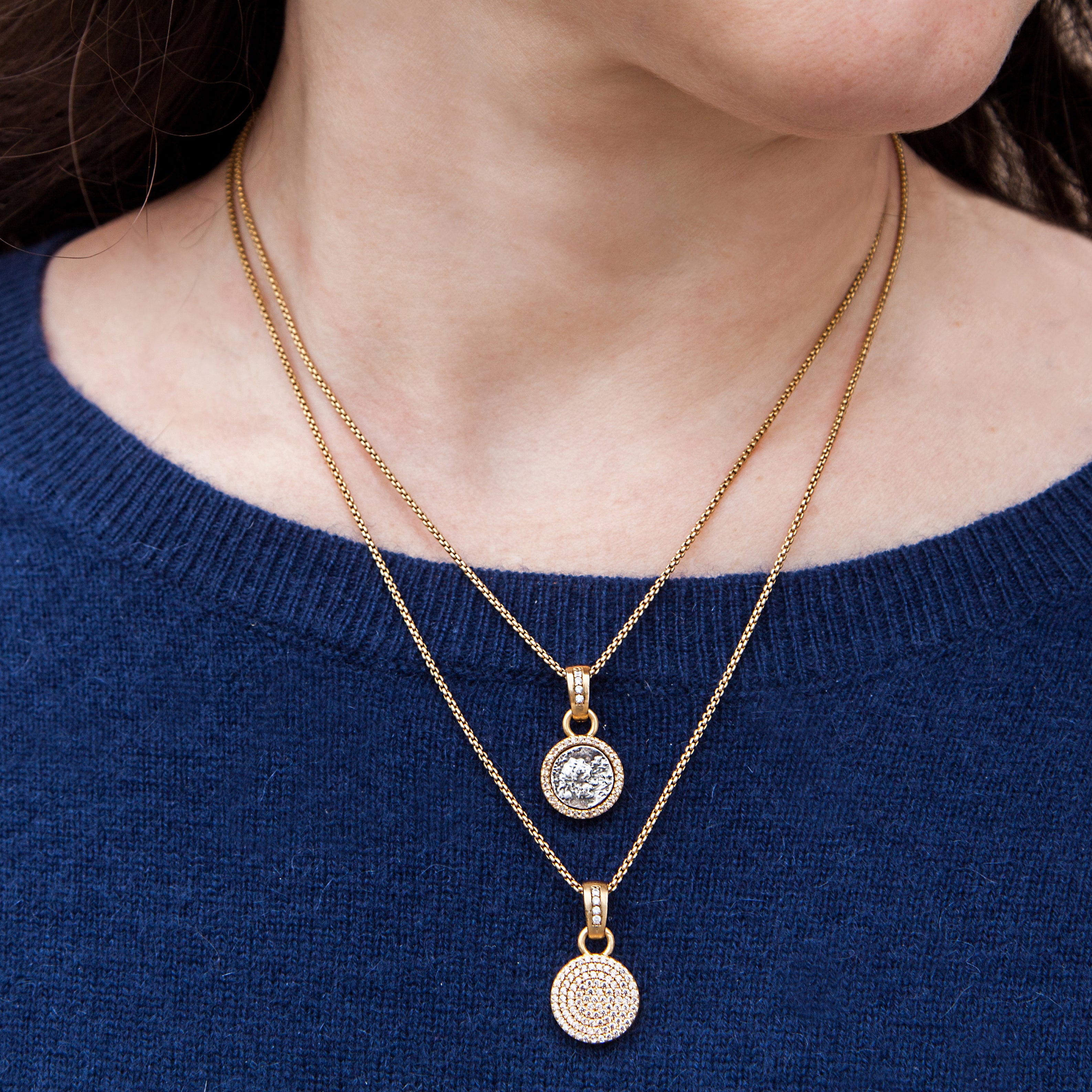 GOLD PAVIA COIN & PAVÉ FRAME NECKLACE – Tat2 Designs